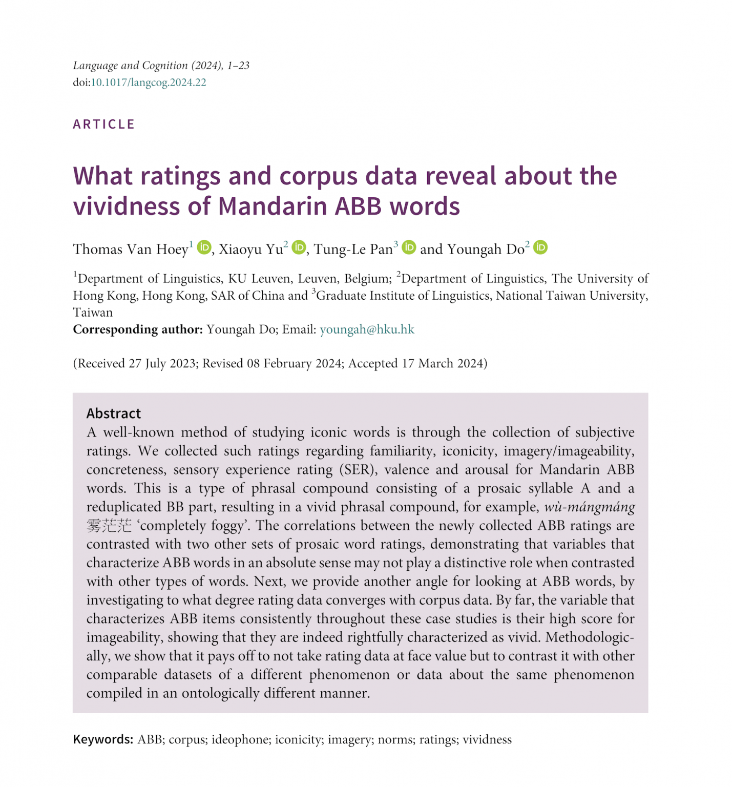 ideophone – LDL | Department of Linguistics | HKU